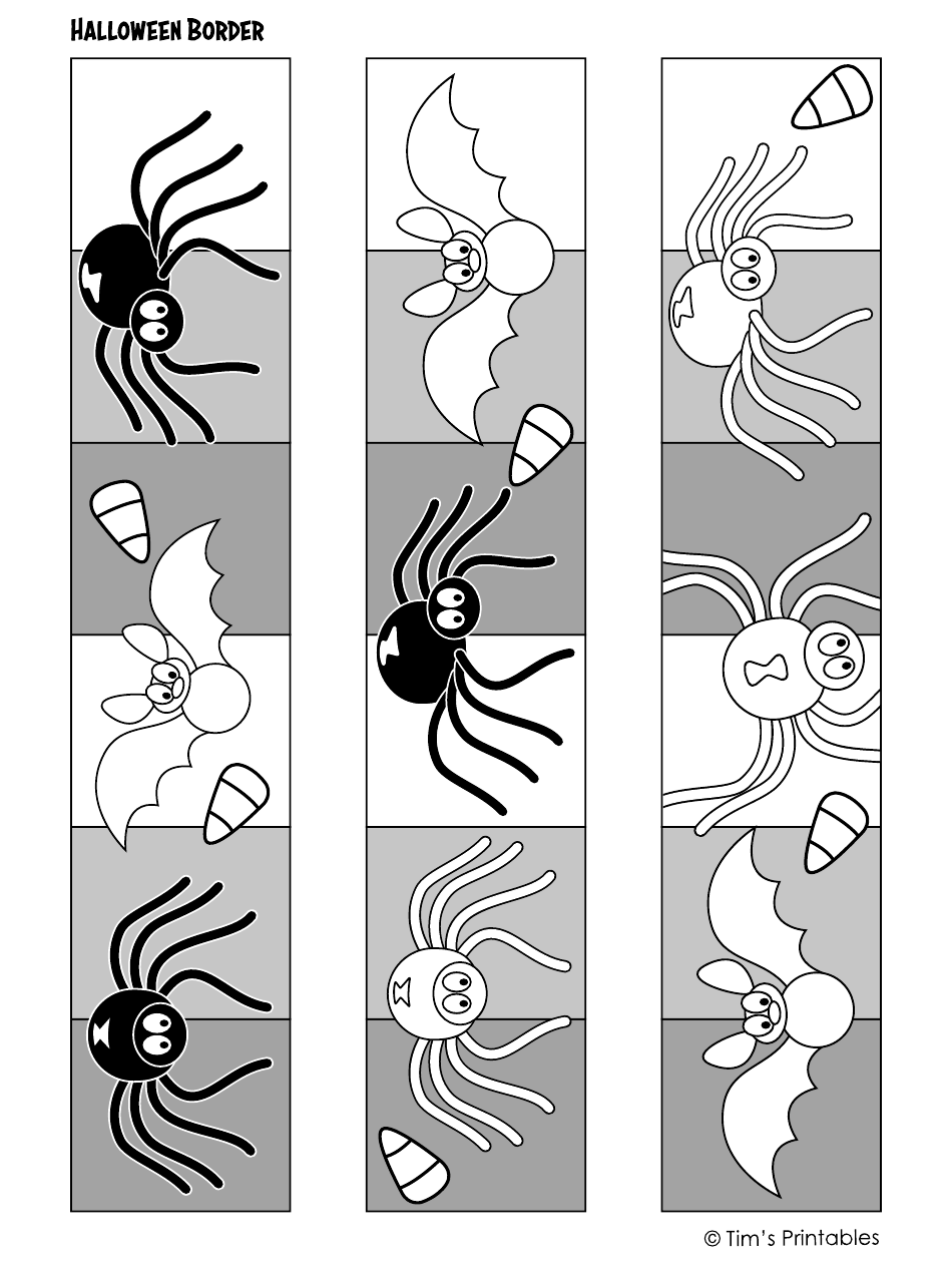 Cute Halloween Border Templates - Black & White Download Printable PDF ...