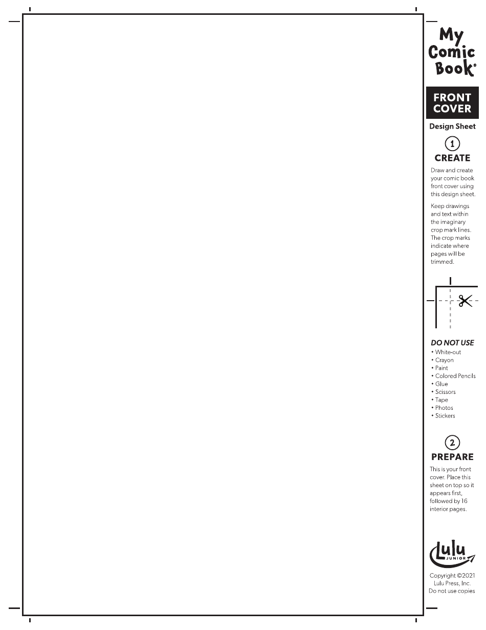 Comic Book Template - Lulu Press Download Printable PDF | Templateroller