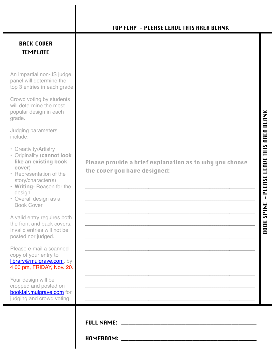 Book Cover Submission Template Download Printable PDF | Templateroller