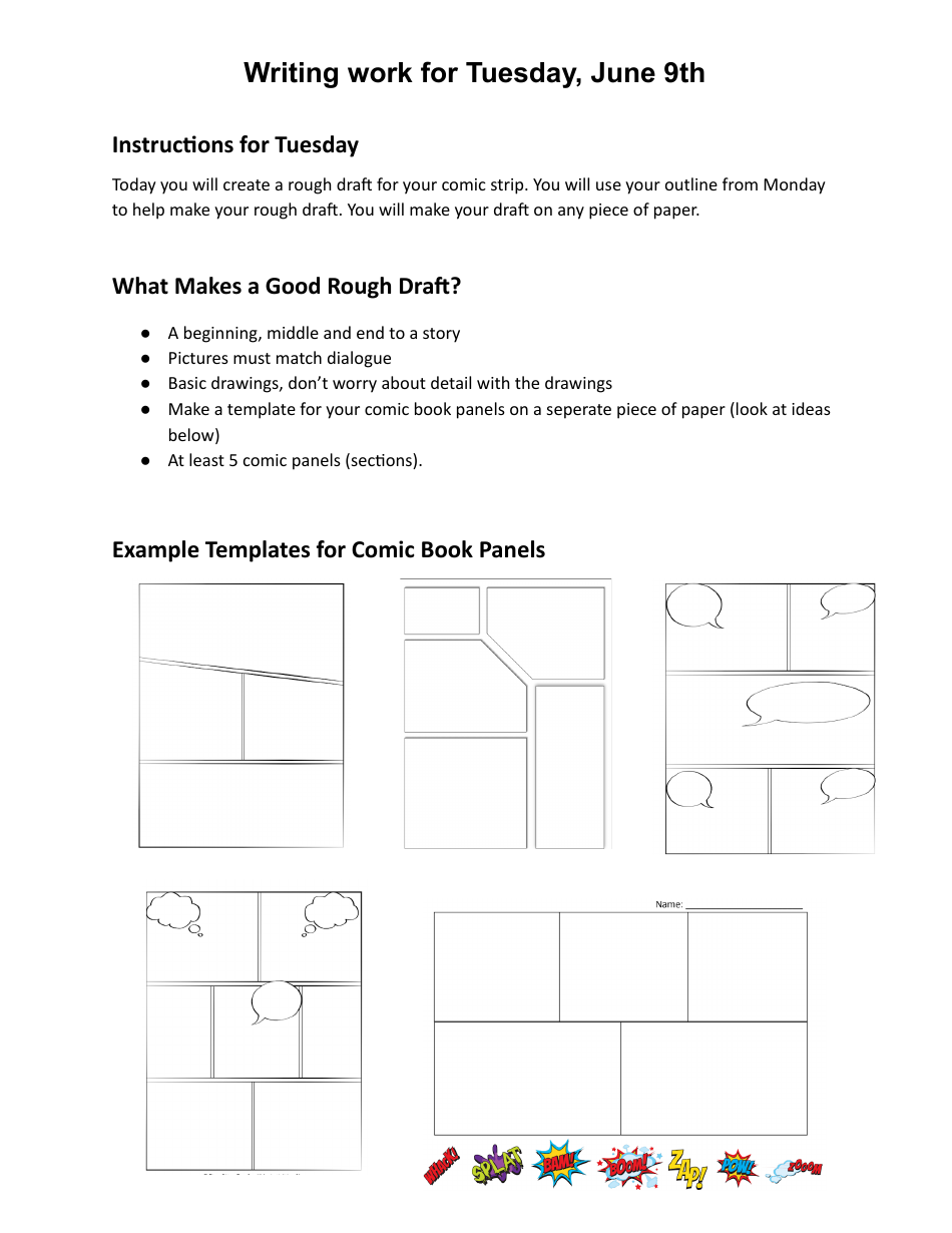 Comic Book Panel Example Templates Download Printable PDF | Templateroller