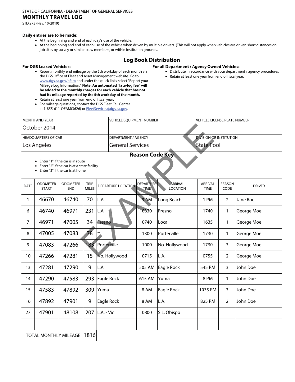Form STD273 - Fill Out, Sign Online and Download Fillable PDF ...