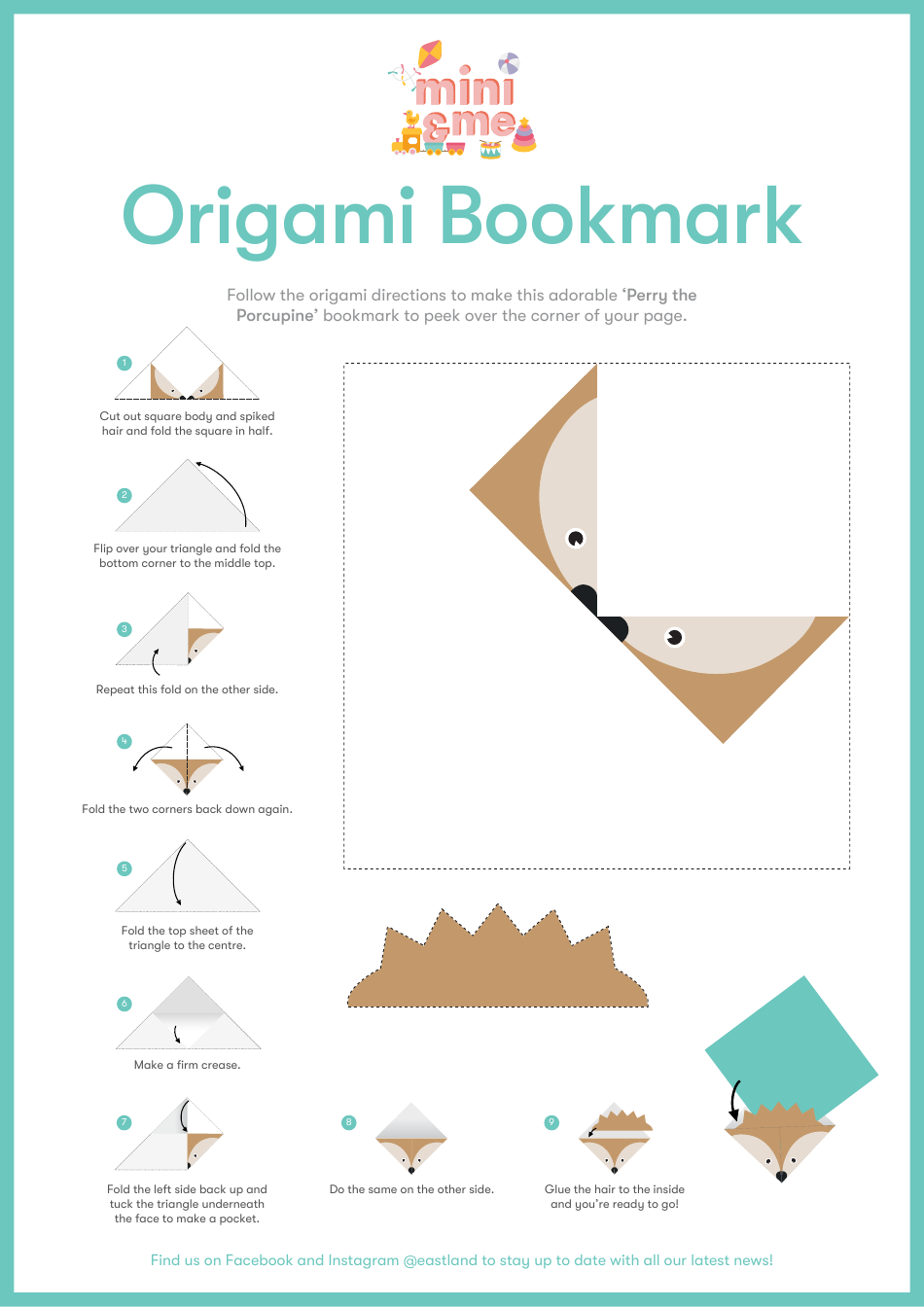 Origami Hedgehog Bookmark Template Download Printable PDF | Templateroller