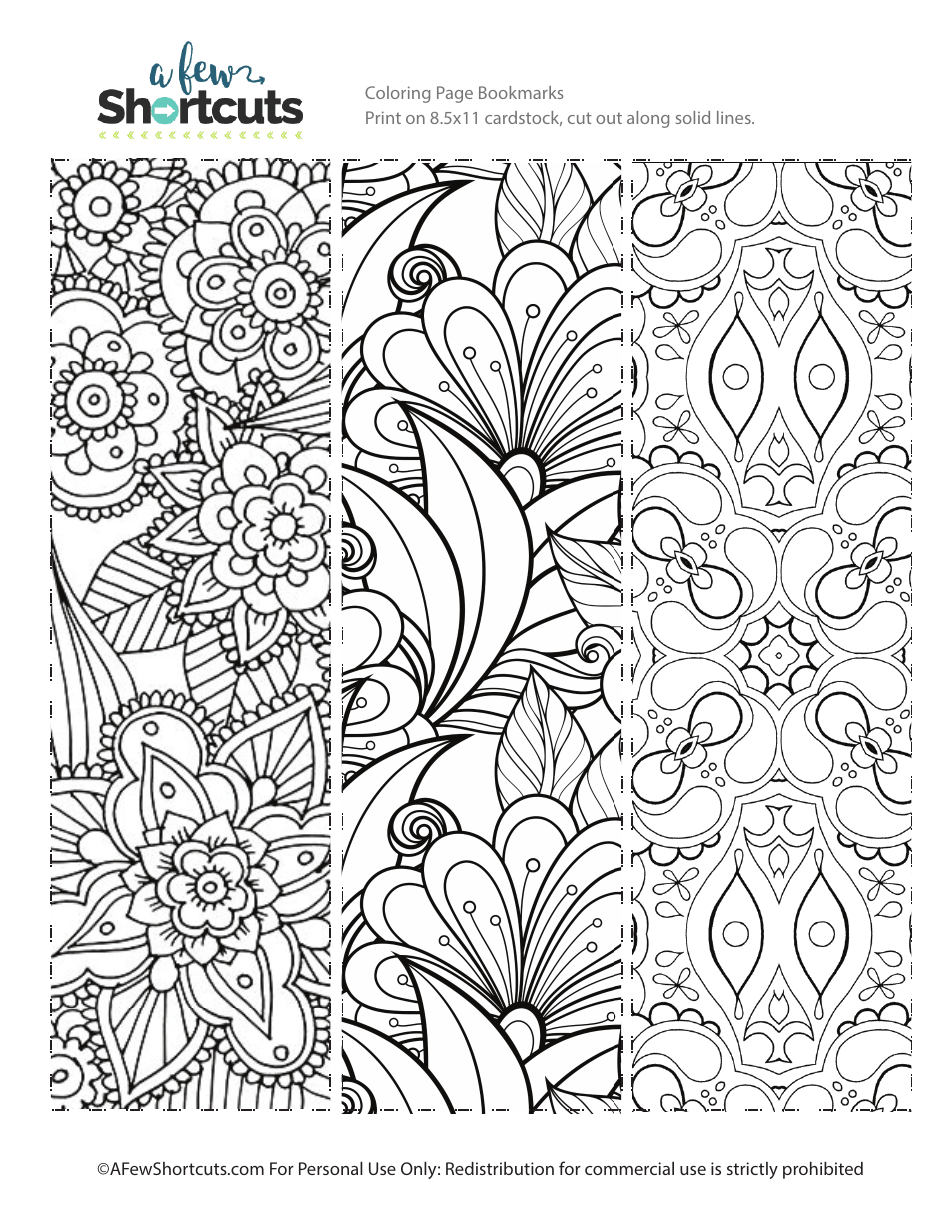 Coloring Page Bookmark Templates - Flowers Download Printable PDF ...