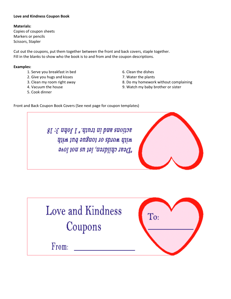 Love and Kindness Coupon Templates Download Printable PDF | Templateroller