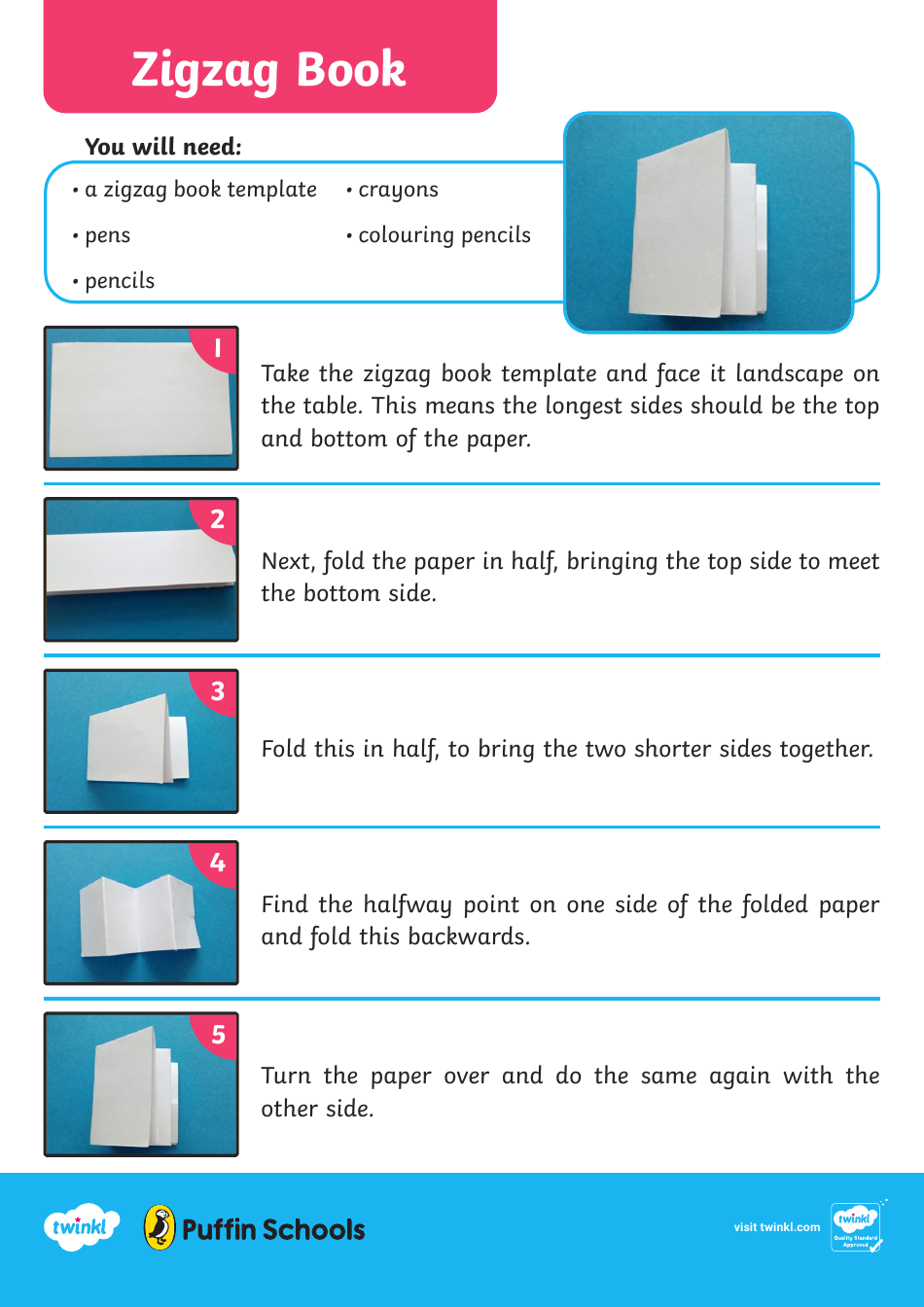 Paper Zigzag Book Craft Instructions Download Printable PDF | Templateroller