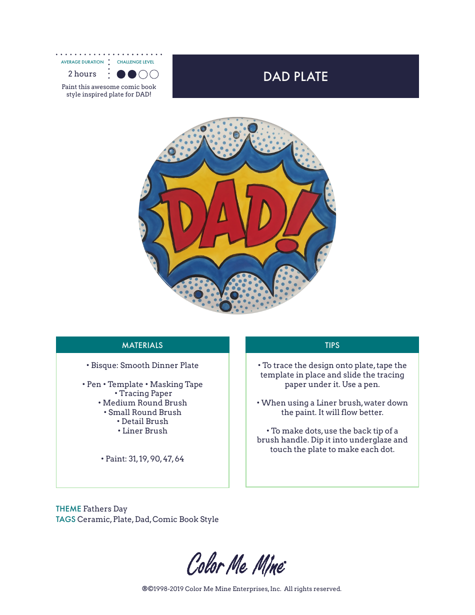 Dad Plate Pattern Template Download Printable PDF | Templateroller