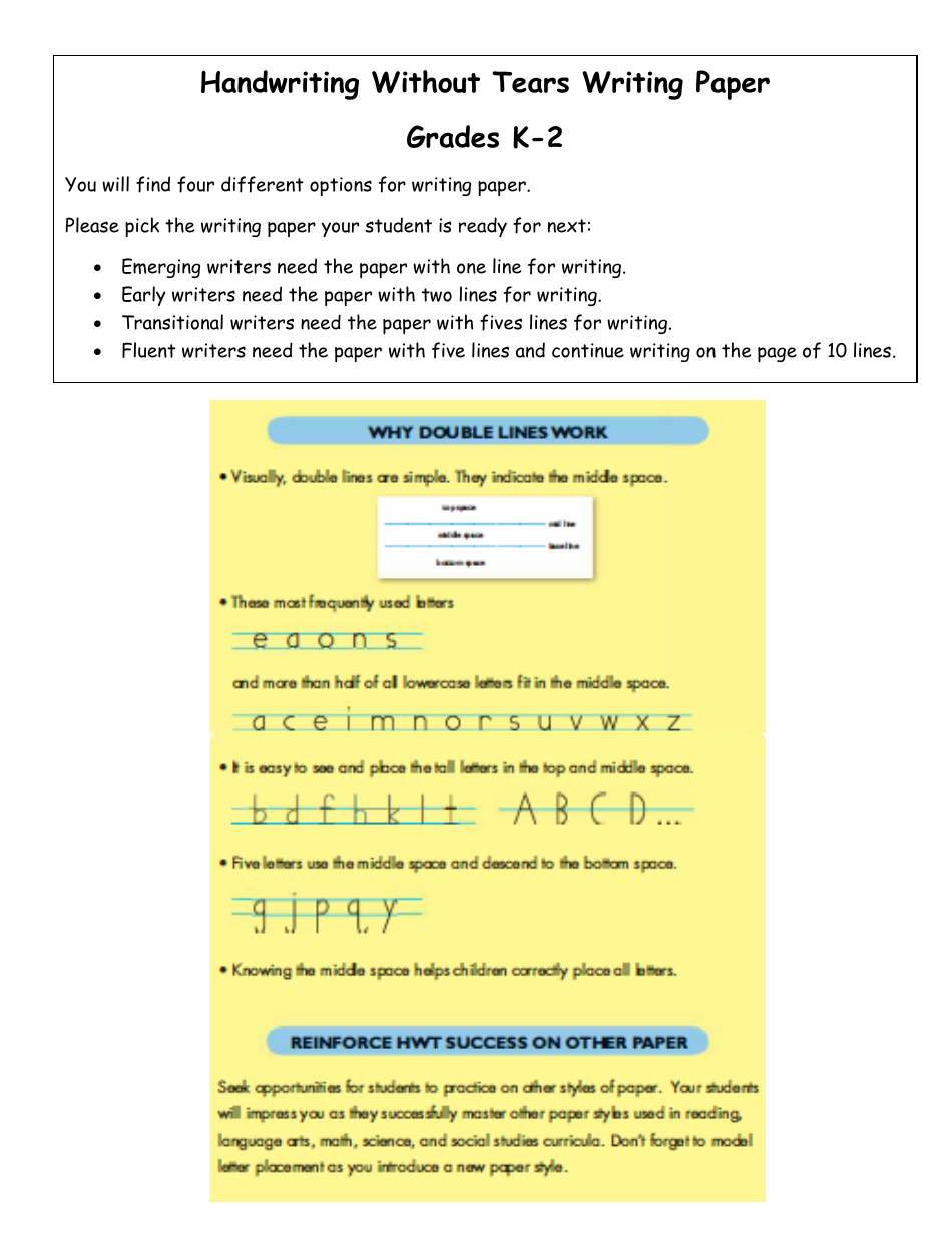 Handwriting Writing Paper Template - Grades K-2 Download Printable PDF ...