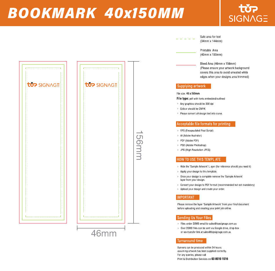 40x150mm Bookmark Template Download Printable PDF | Templateroller