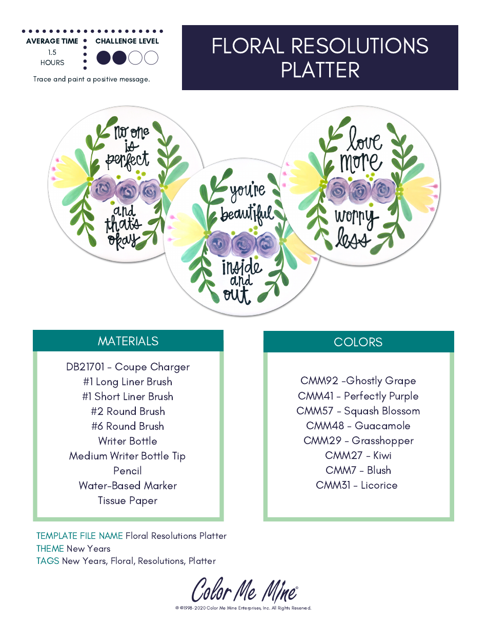 Floral Resolutions Platter Pattern Templates Download Printable PDF ...