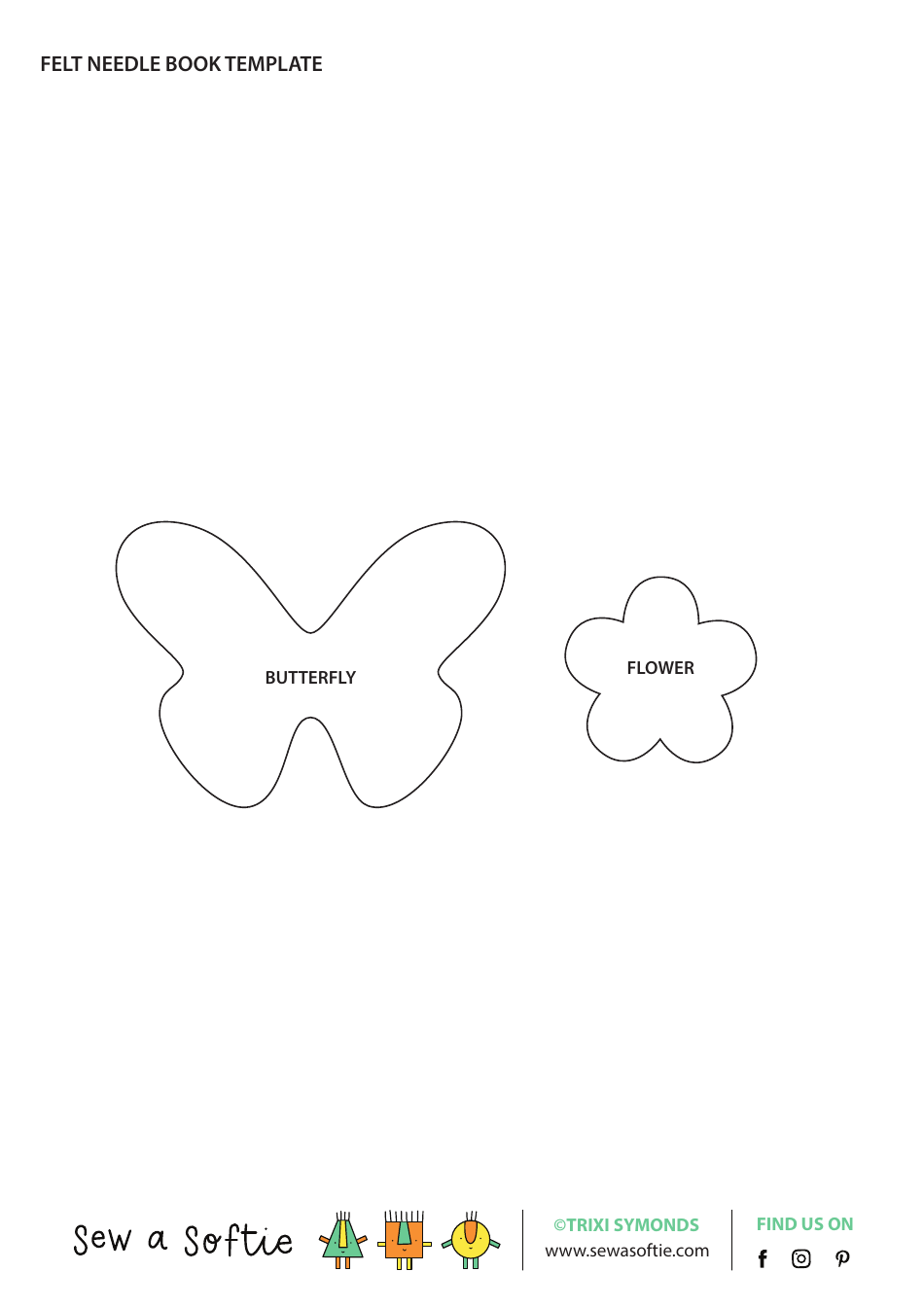 Butterfly and Flower Felt Needle Book Templates Download Printable PDF ...