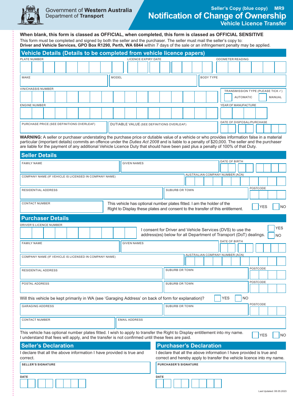 Form MR9 - Fill Out, Sign Online and Download Fillable PDF, Western ...