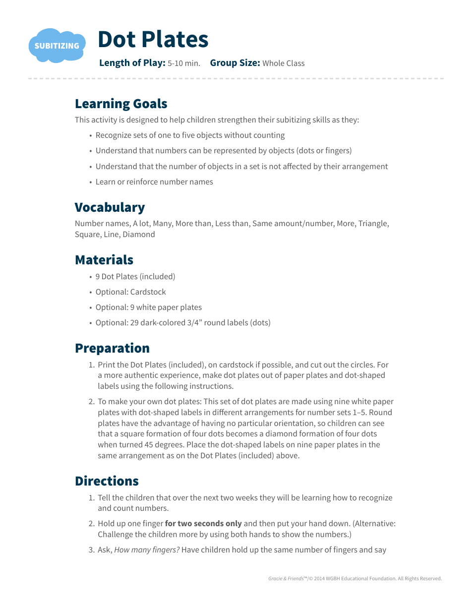 Dot Plate Templates Download Printable PDF | Templateroller