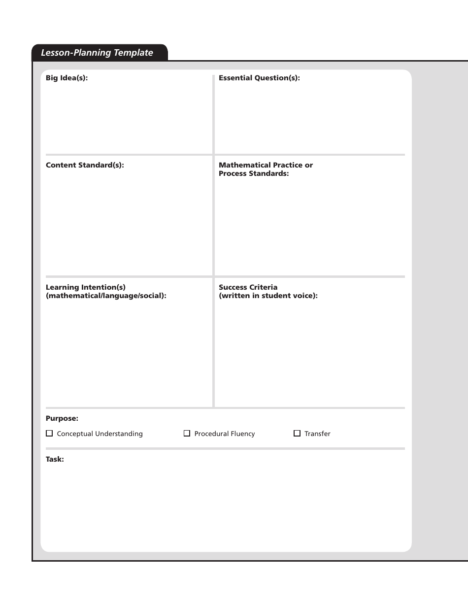 Lesson-Planning Template - Table Download Printable PDF | Templateroller