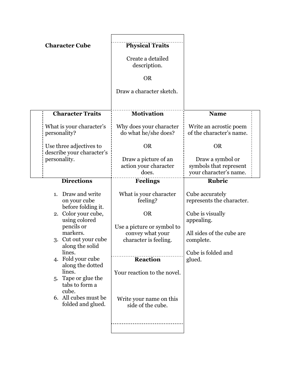 Character Cube Template Download Printable PDF | Templateroller