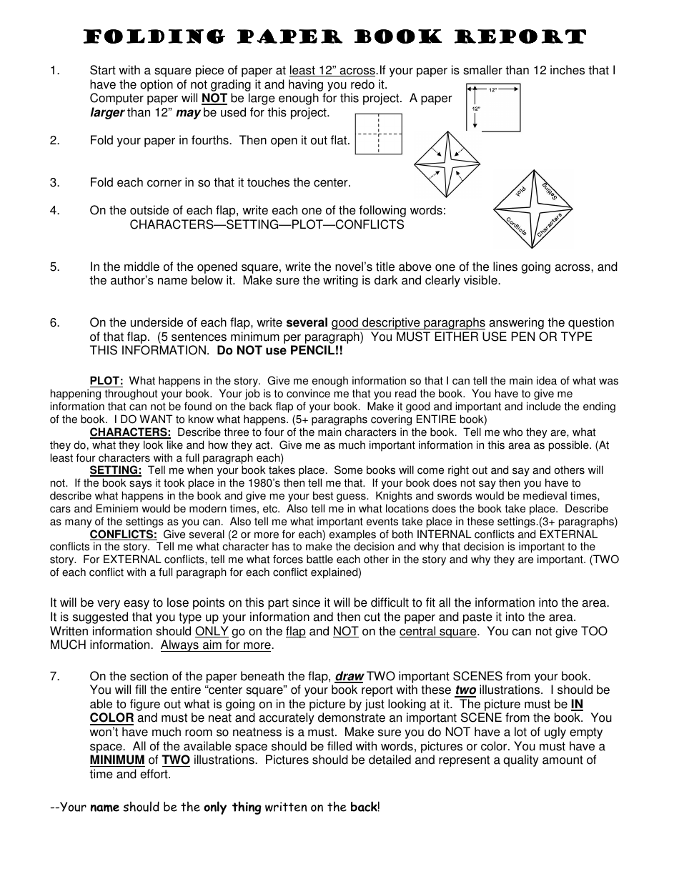 Folding Paper Book Report - Fill Out, Sign Online and Download PDF ...