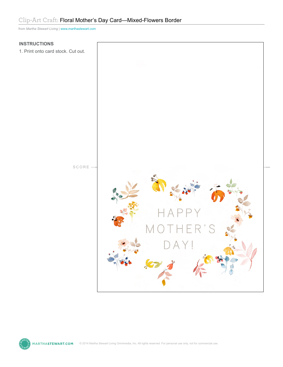 Floral Mother's Day Card - Mixed-Flowers Border Download Printable PDF ...