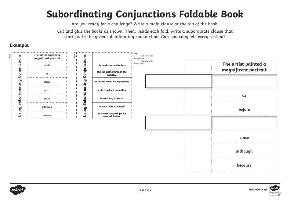 Subordinating Conjunctions Foldable Book Download Printable PDF ...