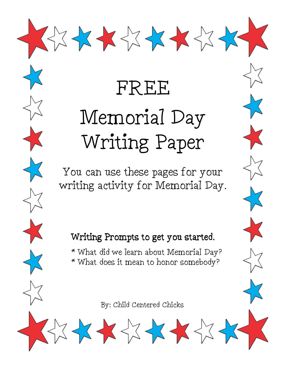 Memorial Day Writing Paper Template Download Printable PDF | Templateroller