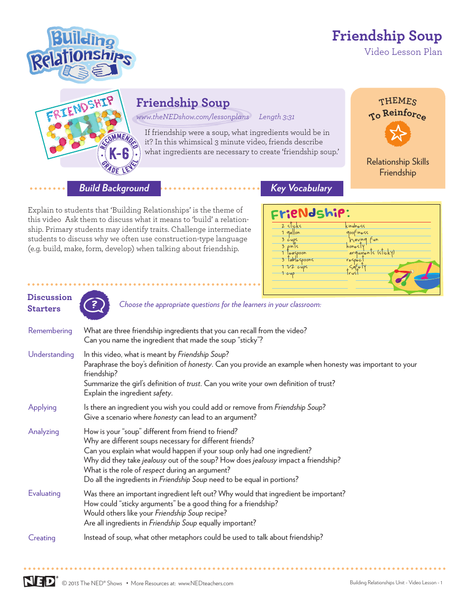 Friendship Soup Templates Download Printable PDF | Templateroller