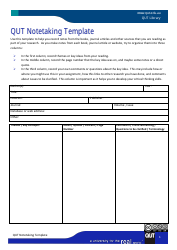 Notetaking Template - Qut Download Printable PDF | Templateroller
