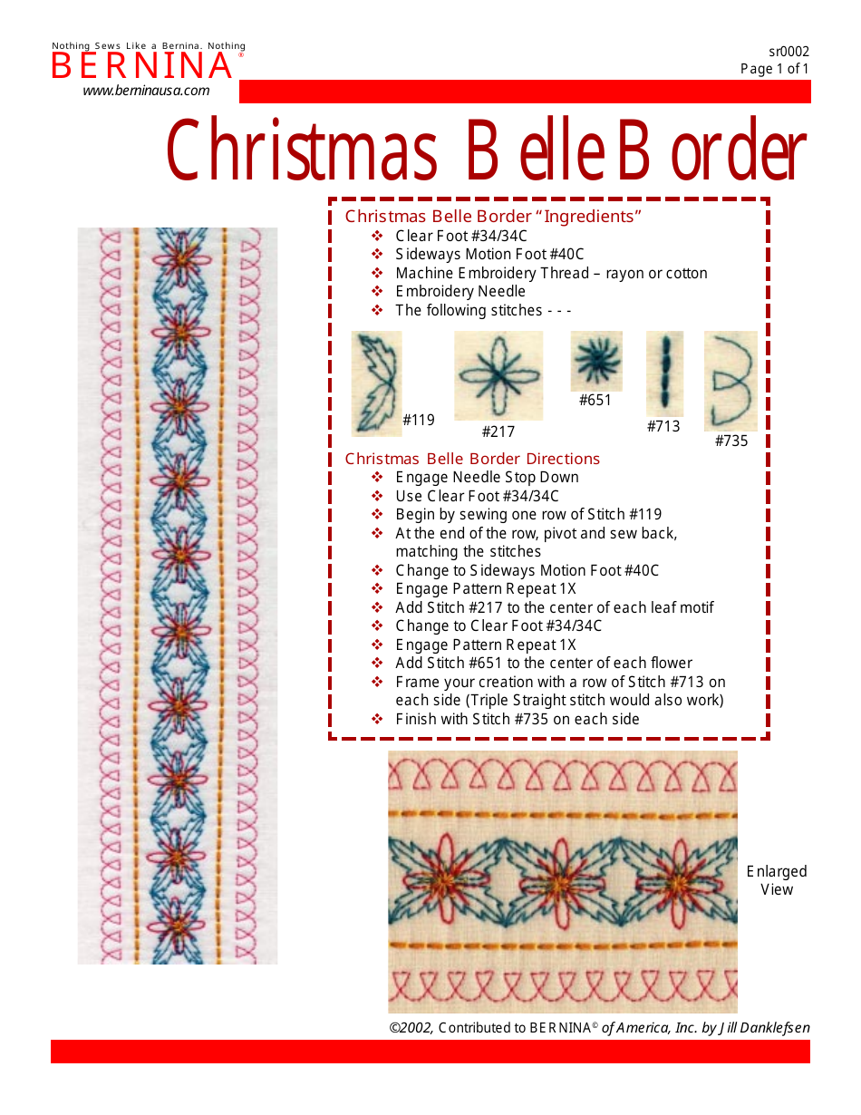 Christmas Belle Border Embroidery Pattern - Bernina Download Printable ...