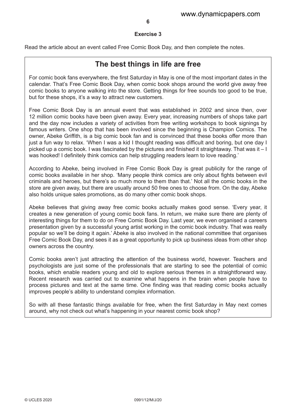 Cambridge Igcse English As A Second Language Examination Paper 1 Reading And Writing Core