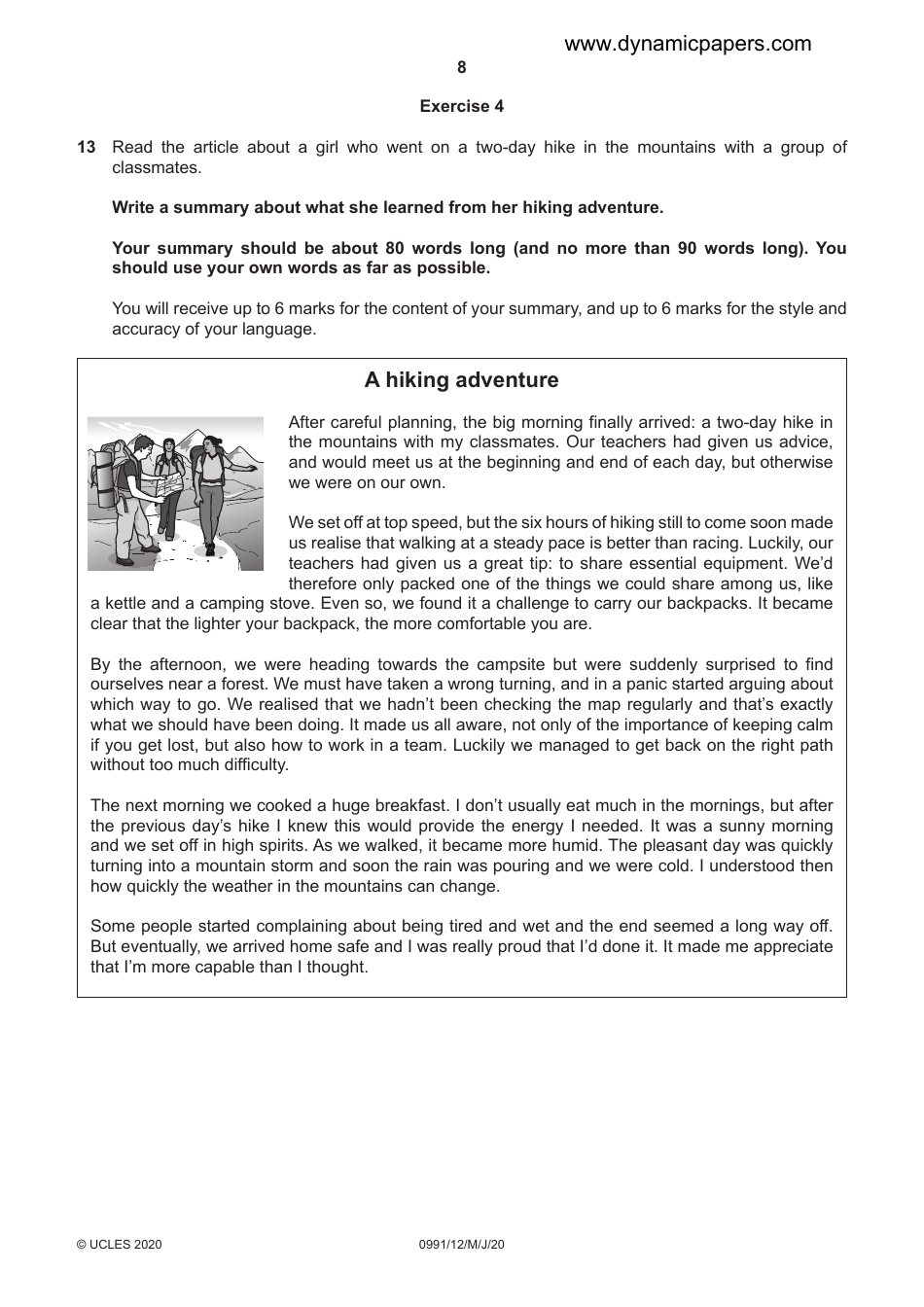 Cambridge Igcse English As A Second Language Examination Paper 1 Reading And Writing Core