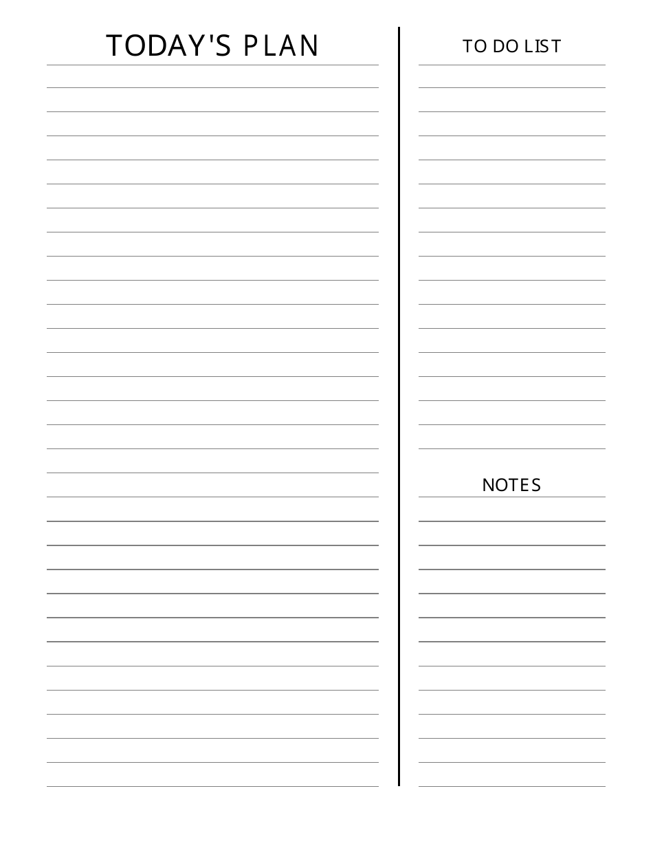 Daily Planner Template - Black and White Download Printable PDF ...