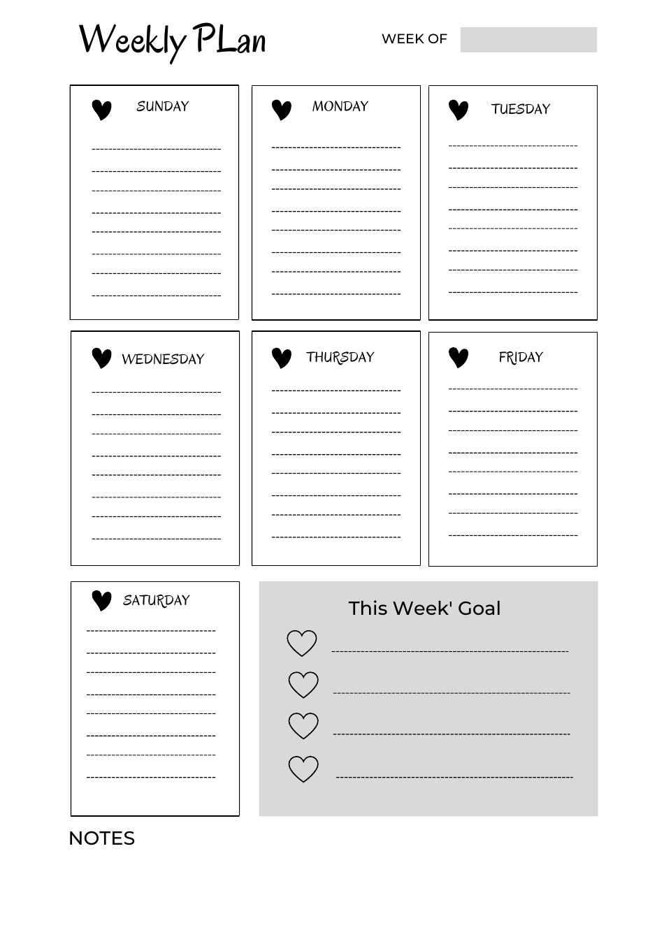 Weekly Planner Template - Cards Download Printable PDF | Templateroller