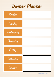 Dinner Planner Template Download Printable PDF | Templateroller
