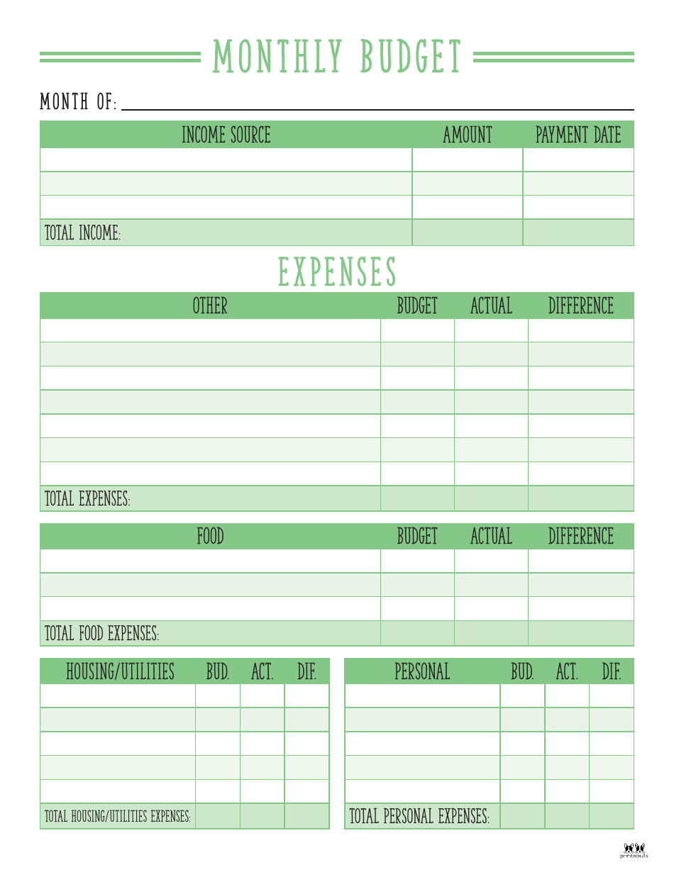 Monthly Budget Planner Template - Printabulls Download Printable PDF ...