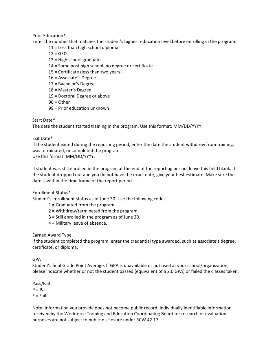 Washington Code Sheet Student Data Reporting - Fill Out, Sign Online ...