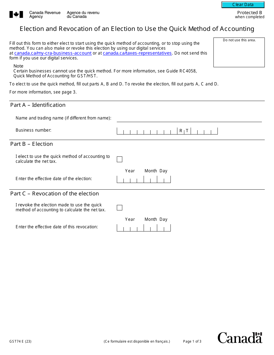 Form GST74 Download Fillable PDF or Fill Online Election and Revocation ...