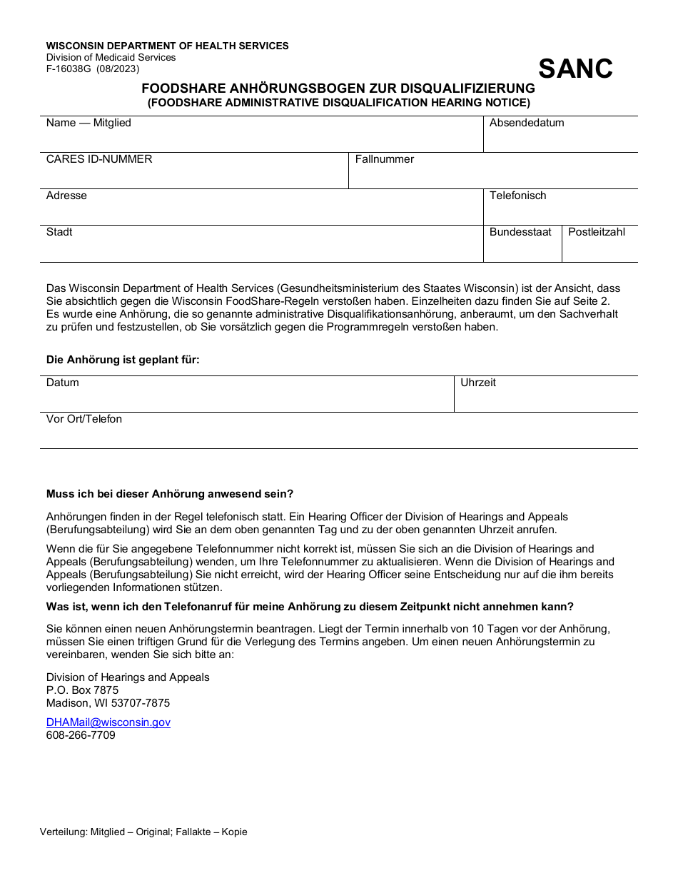 Form F-16038G - Fill Out, Sign Online and Download Fillable PDF ...