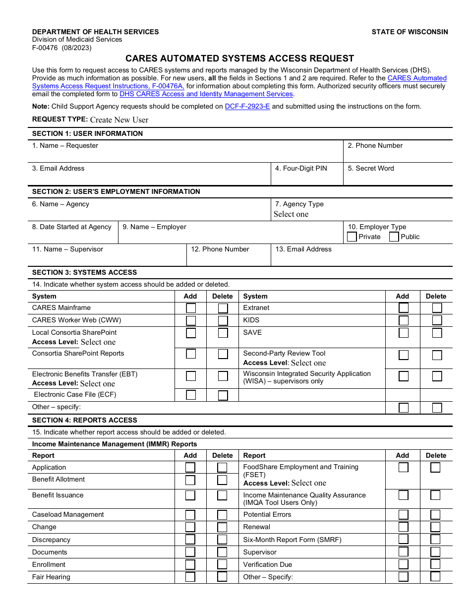 Form F-00476 Download Fillable PDF or Fill Online Cares Automated ...