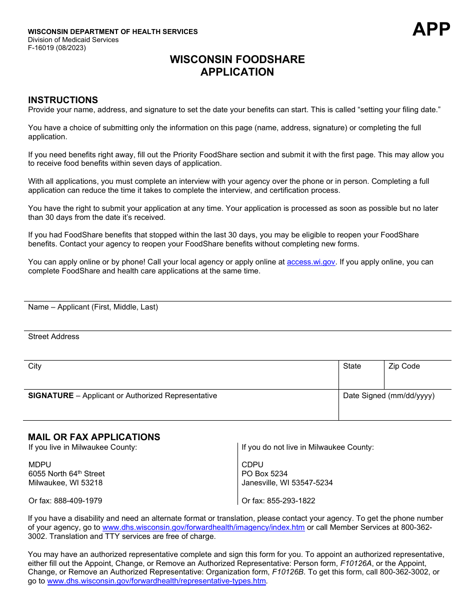 Form F-16019 - Fill Out, Sign Online and Download Fillable PDF ...