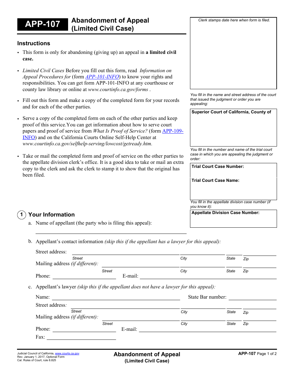 Form APP-107 - Fill Out, Sign Online and Download Fillable PDF ...