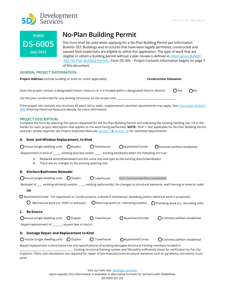 Form DS-6005 - Fill Out, Sign Online and Download Fillable PDF, City of ...