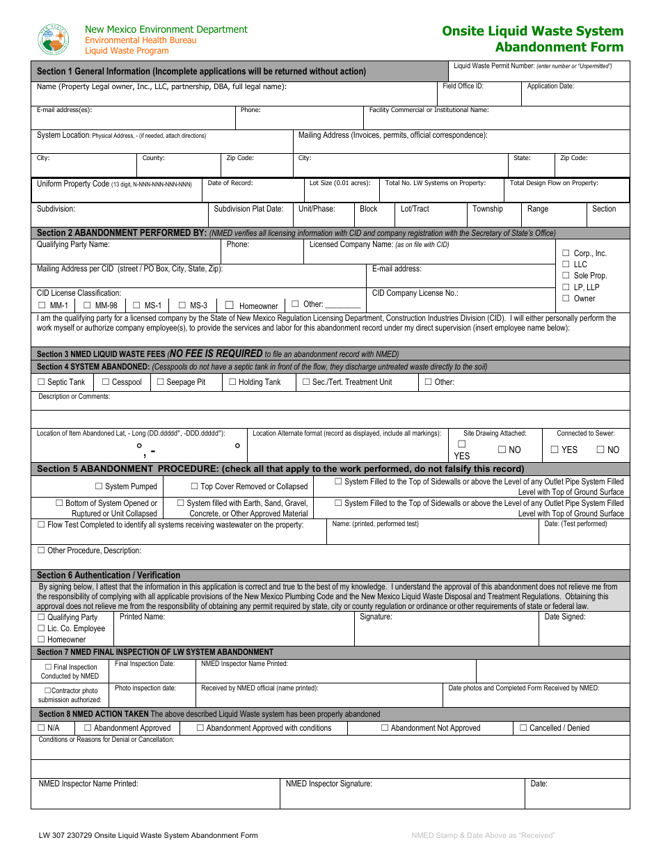 Form LW307 - Fill Out, Sign Online and Download Printable PDF, New ...