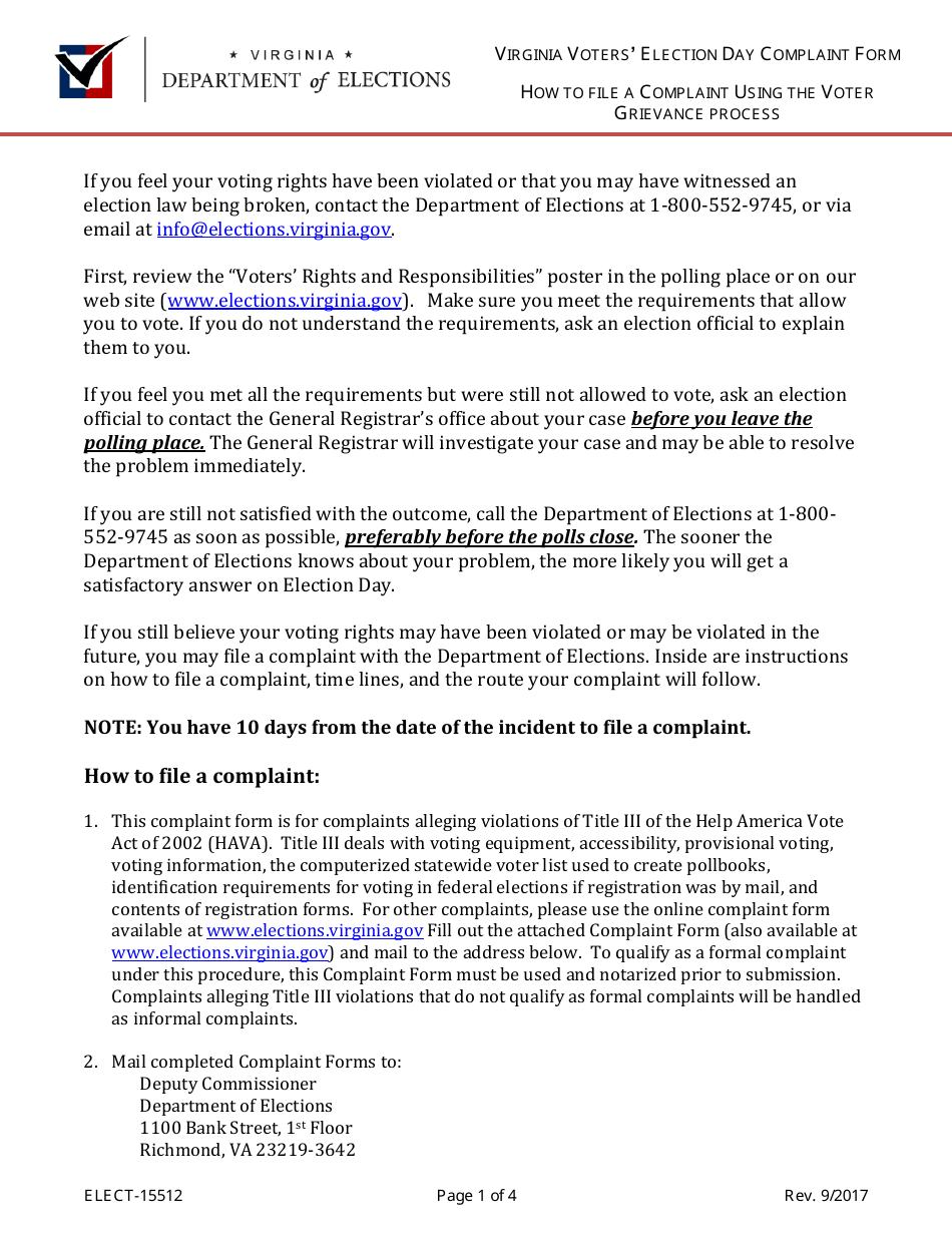 Form ELECT-15512 - Fill Out, Sign Online and Download Printable PDF ...