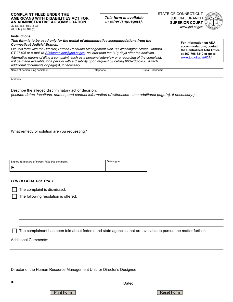Form JD-ES-263 - Fill Out, Sign Online and Download Fillable PDF ...