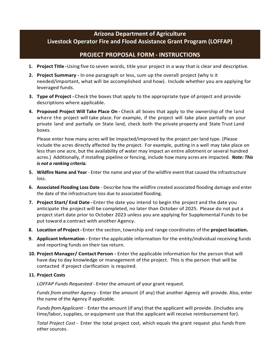 Arizona Project Proposal Form - Livestock Operator Fire and Flood ...