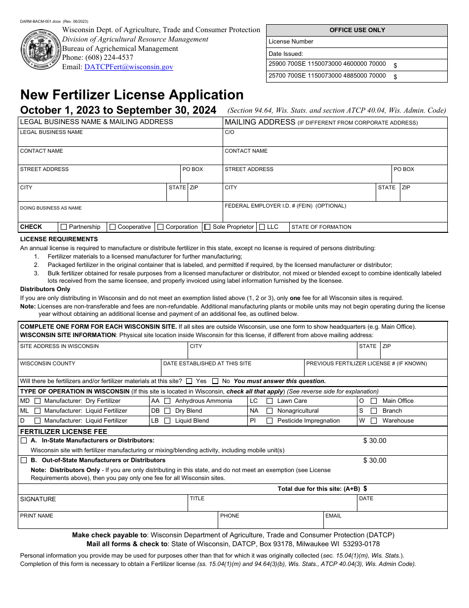 Form DARM-BACM-001 - 2024 - Fill Out, Sign Online and Download Printable PDF, Wisconsin ...