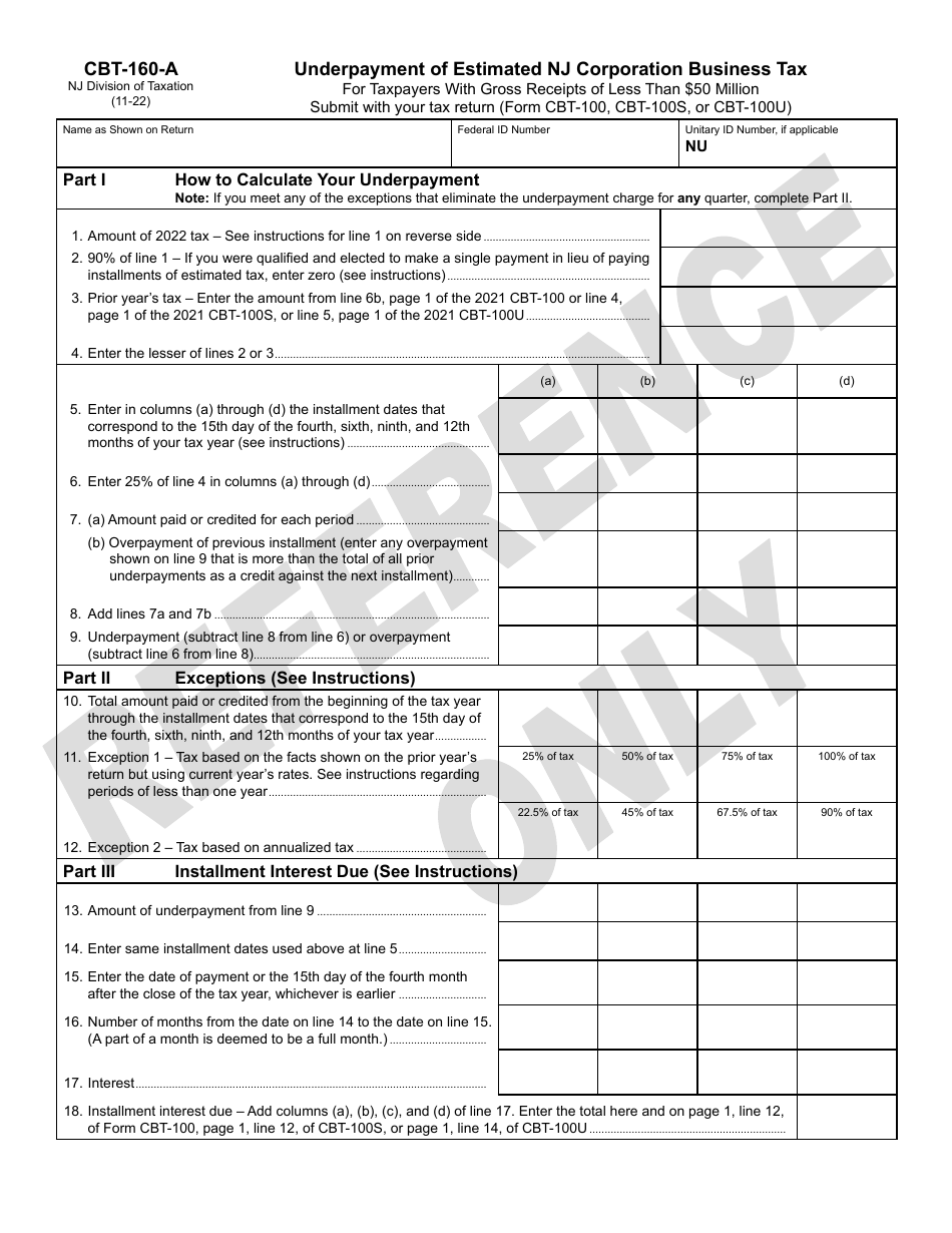 Form CBT-160-A - 2022 - Fill Out, Sign Online and Download Printable ...