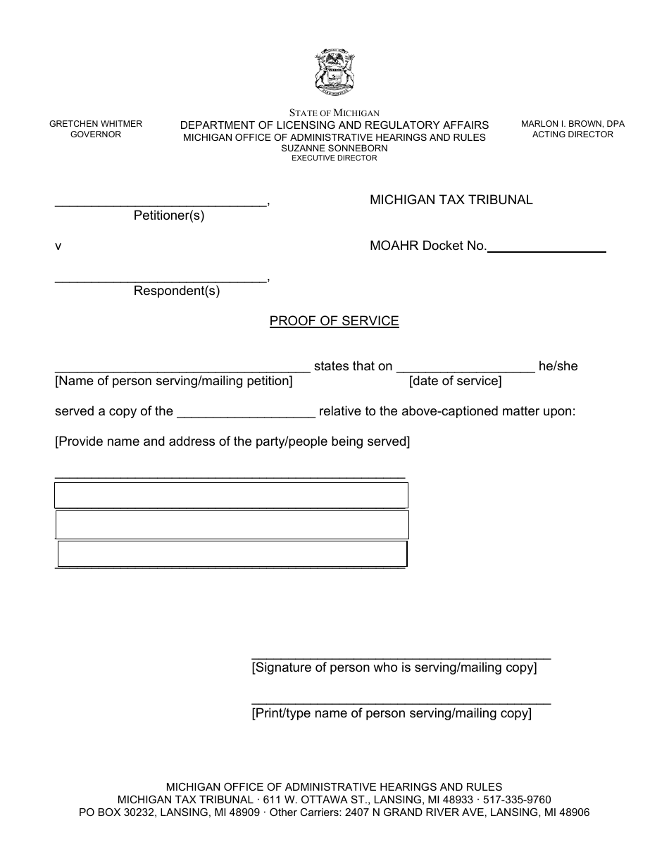 Michigan Proof of Service - Fill Out, Sign Online and Download PDF ...