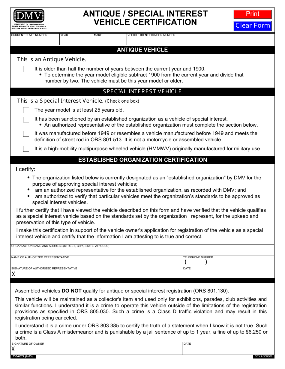 Form 735-6577 - Fill Out, Sign Online and Download Fillable PDF, Oregon ...