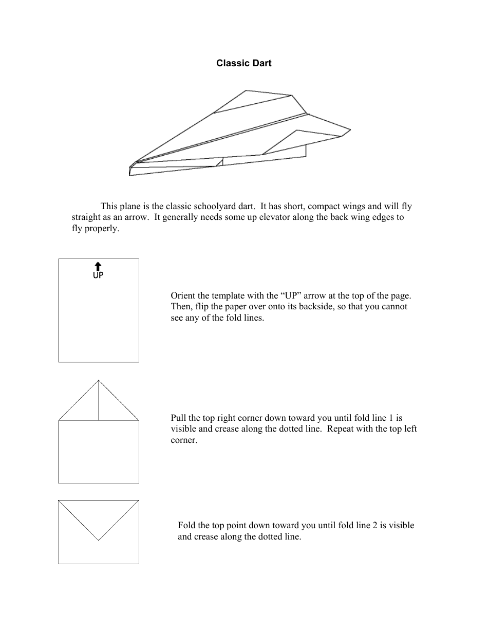 Classic Dart Origami Plane Template Download Printable PDF | Templateroller
