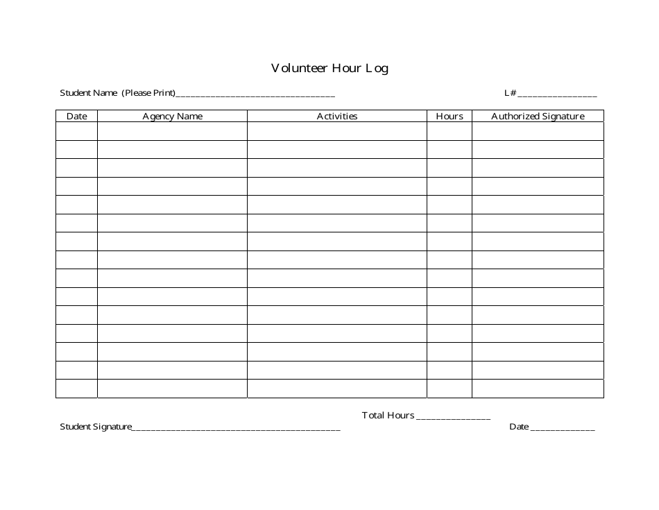 Volunteer Hour Log Download Printable PDF | Templateroller