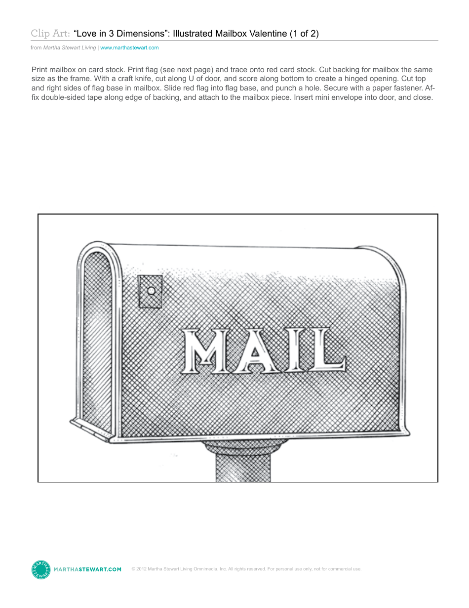 Illustrated Mailbox Valentine Template - Martha Stewart Living ...