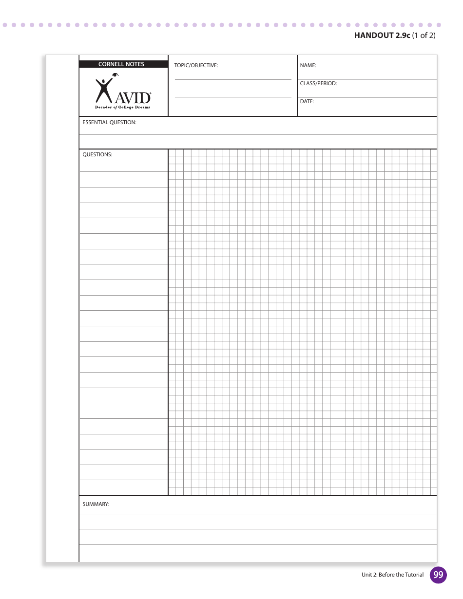 Cornell Notes System Sheet Download Printable PDF | Templateroller